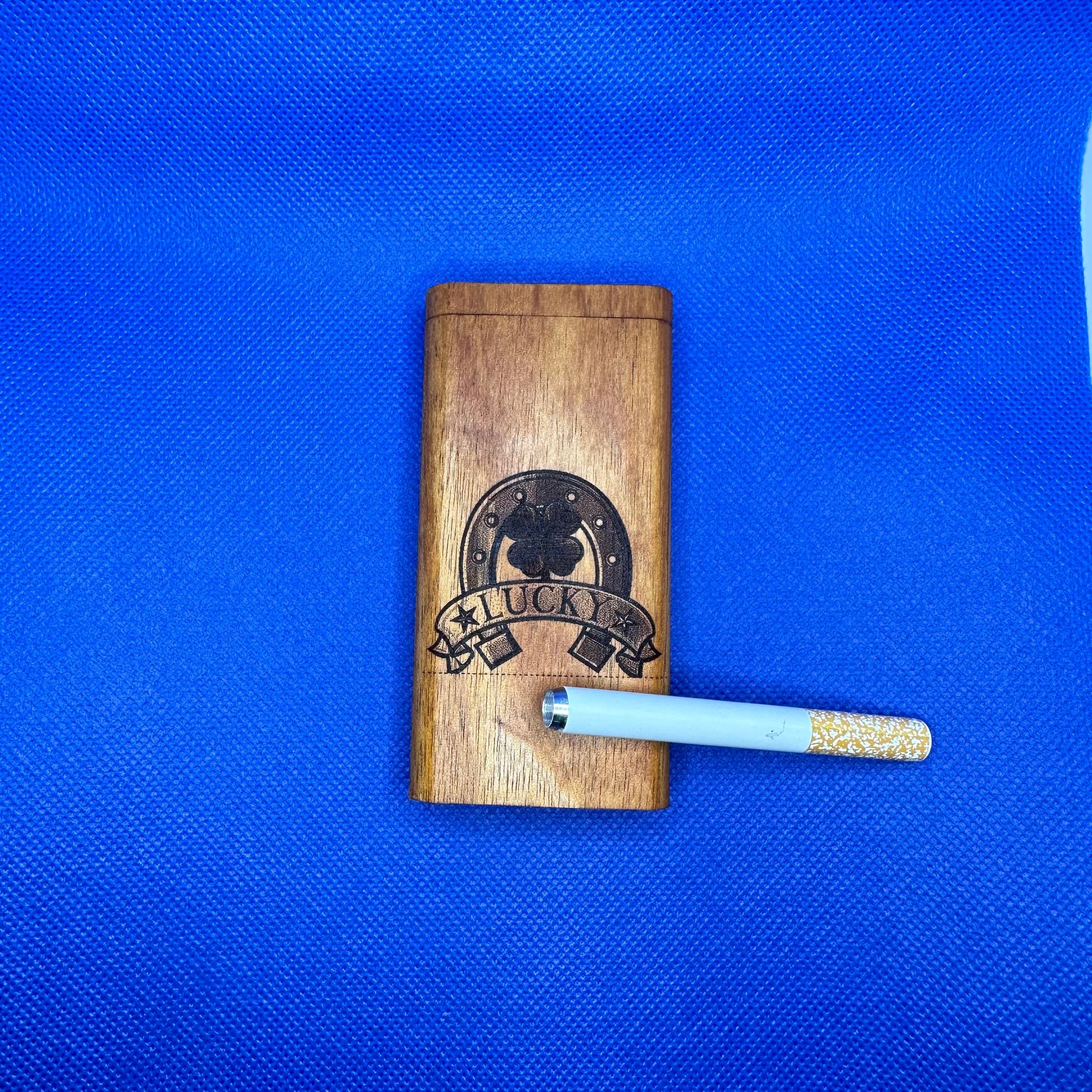 Handmade Cherry Wood Dugout One Hitter Box with Lucky Horsehoe ...